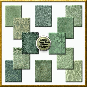 Vintage Green Digital Paper, Green Digital Paper Pack Background ...