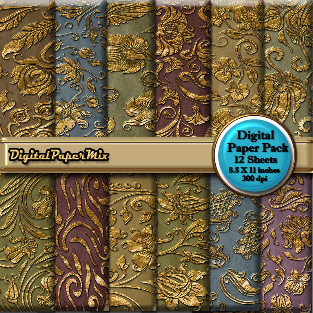 Antique Gold Digital Paper, Vintage Digital Paper Background, Vintage ...