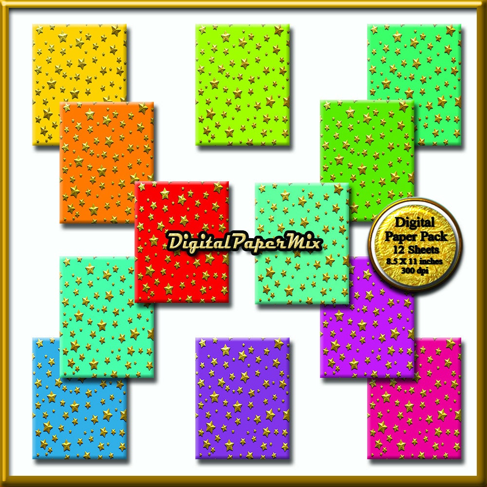 Gold Stars Digital Paper Digital Paper Background Gold Foil - Etsy