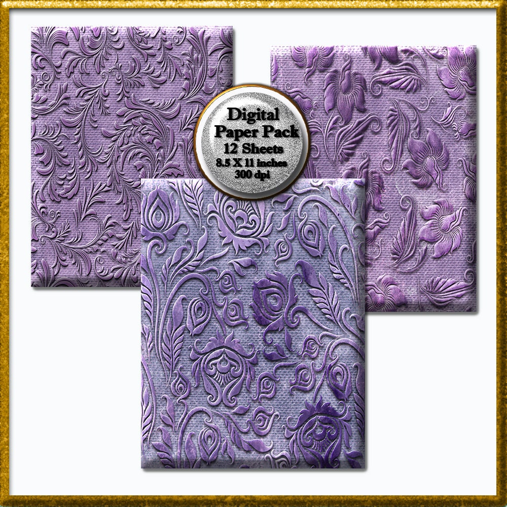 Vintage Purple Digital Paper, Purple Digital Paper Background, Vintage ...