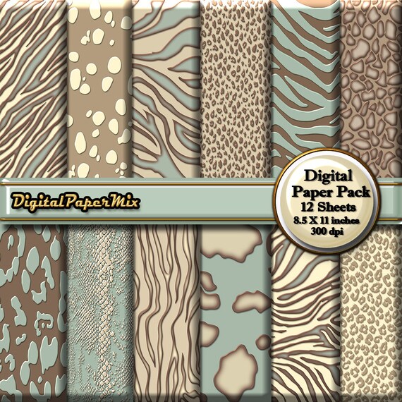 Digital Paper Animal Print Digital Paper Pack Beige Animal | Etsy