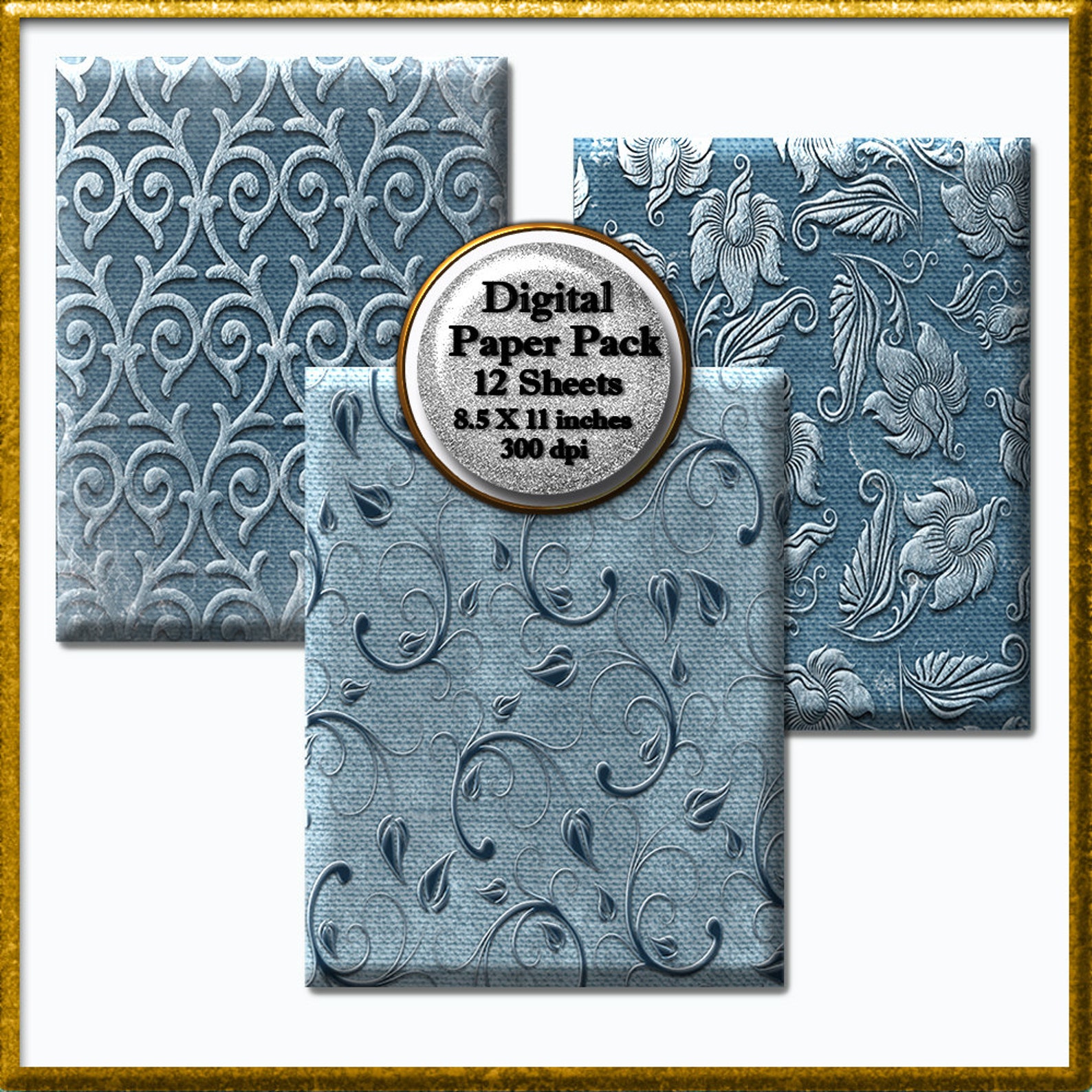 Vintage Teal Digital Paper, Teal Digital Paper Background, Vintage Teal ...