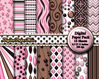 Pink Yellow Digital Paper, Pink Digital Paper Backgrounds, Yellow ...