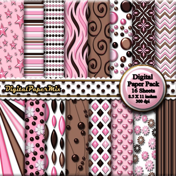 Pink Brown Digital Paper Pink Digital Paper Backgrounds | Etsy