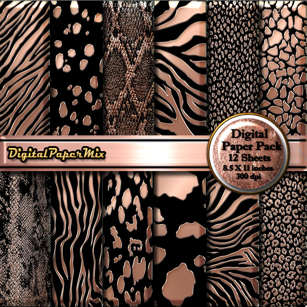 Animal Print Digital Paper Rose Gold Animal Print Printable - Etsy