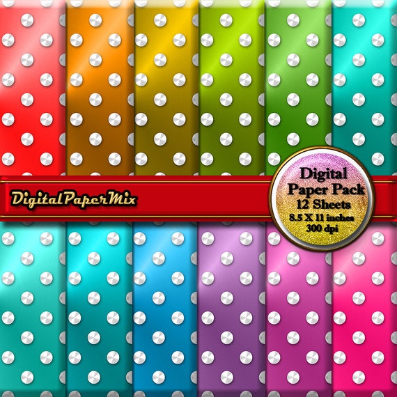 Metallic Polka Dots Digital Paper Digital Paper Background | Etsy