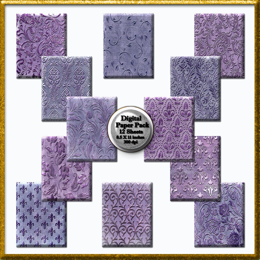 Vintage Purple Digital Paper, Purple Digital Paper Background, Vintage ...