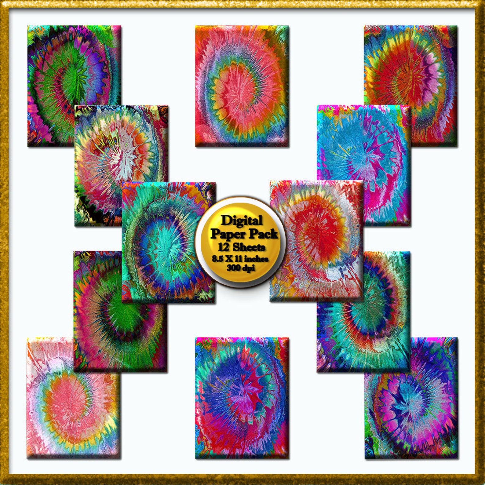 Abstract Tie Dye Digital Paper, Tie Dye Swirl Digital Paper Pack ...