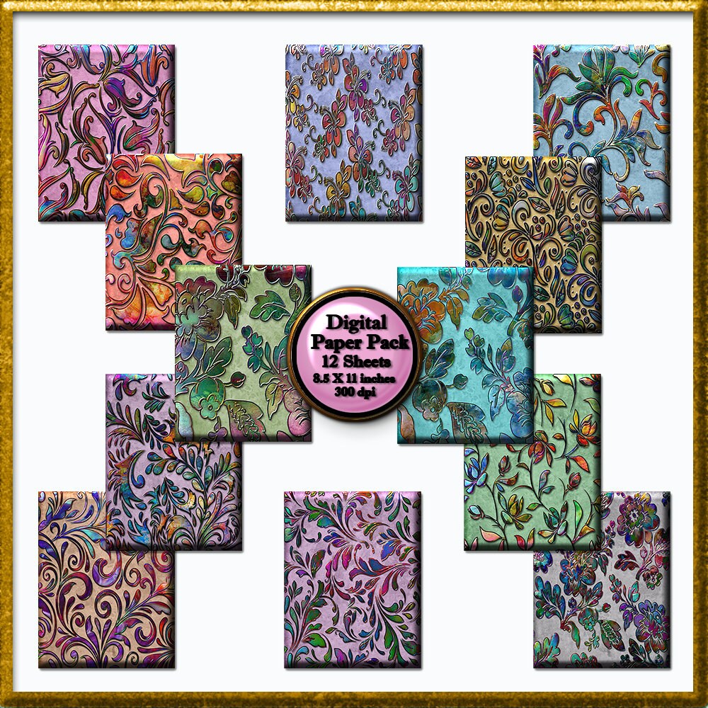 Abstract Floral Digital Paper, Flowers Digital Paper Pack, Scrapbook ...