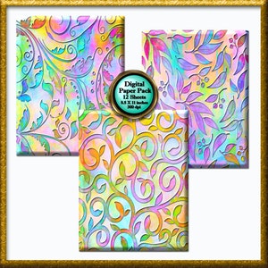 Abstract Watercolor Digital Paper, Bright Watercolor Floral Digital ...