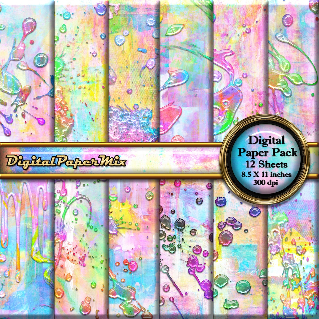 Abstract Watercolor Pastel Digital Paper, Splash Digital Paper ...