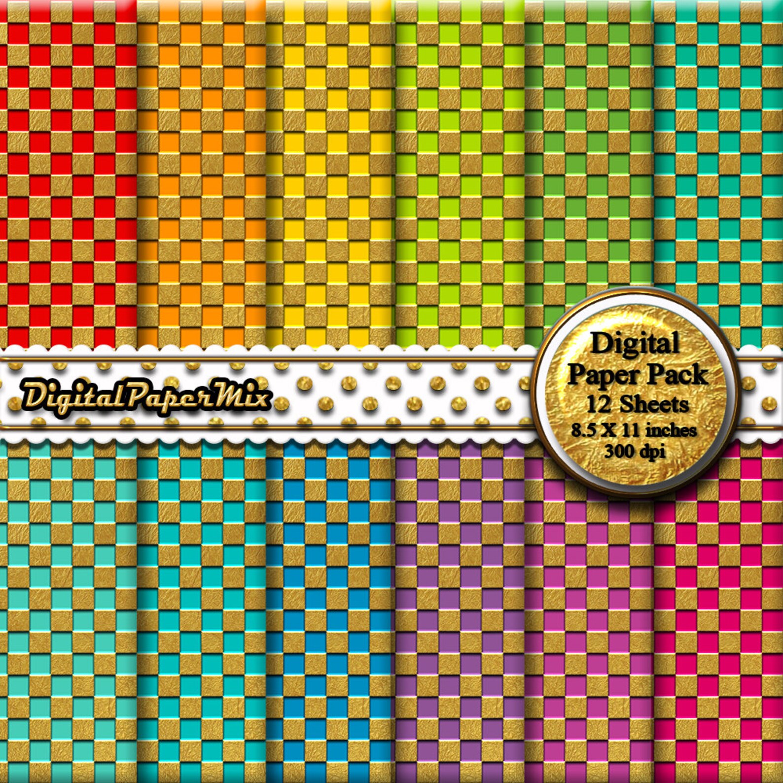 Gold Checkers Digital Paper Digital Paper Backgrounds - Etsy