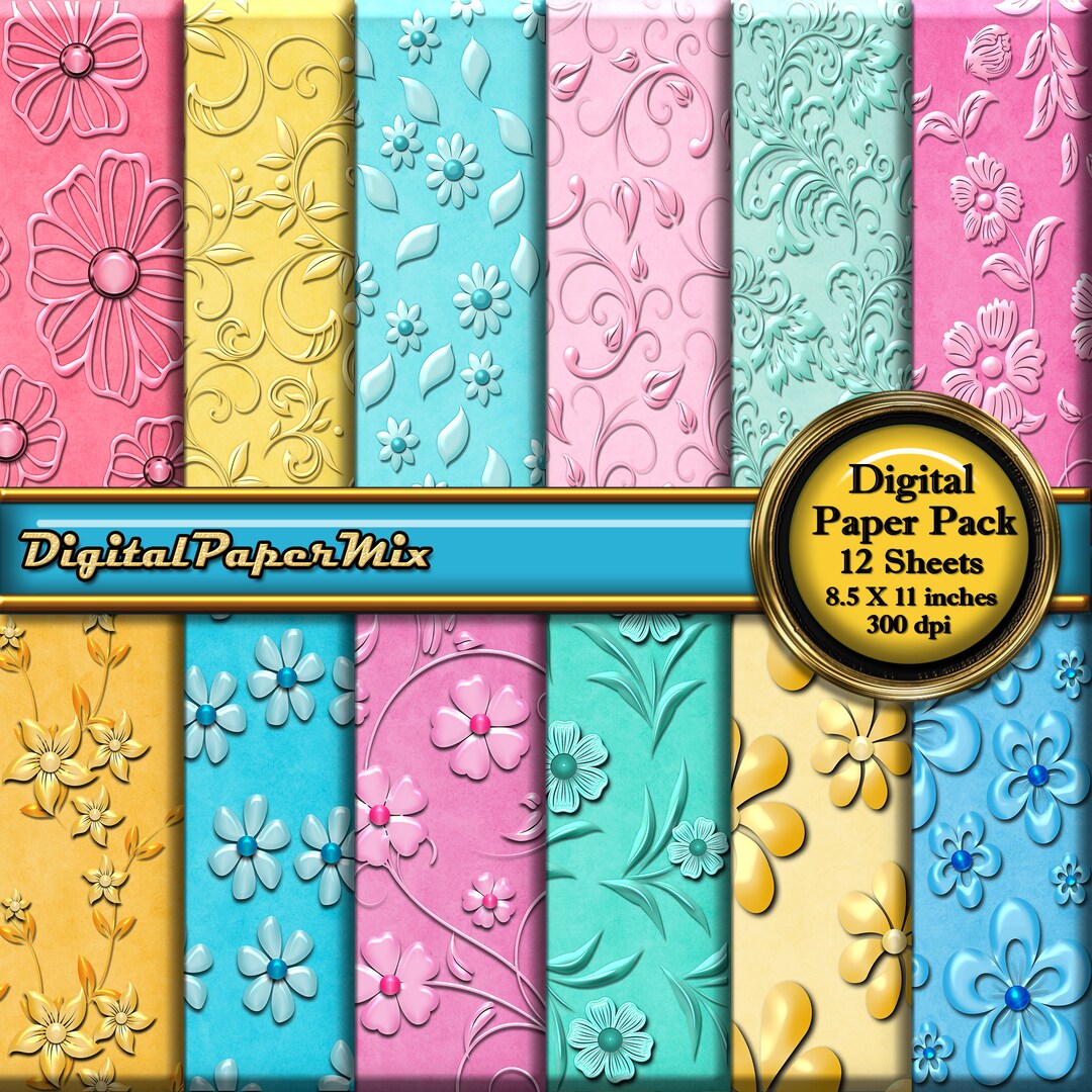 Floral Digital Paper, Flowers Digital Paper Pack, Scrapbook Paper Pack ...