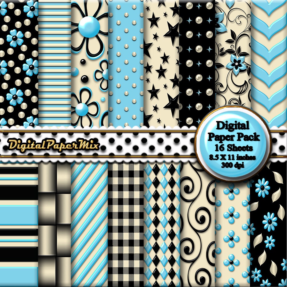 Light Blue Digital Paper, Embossed Digital Paper, Printable Paper Pack ...