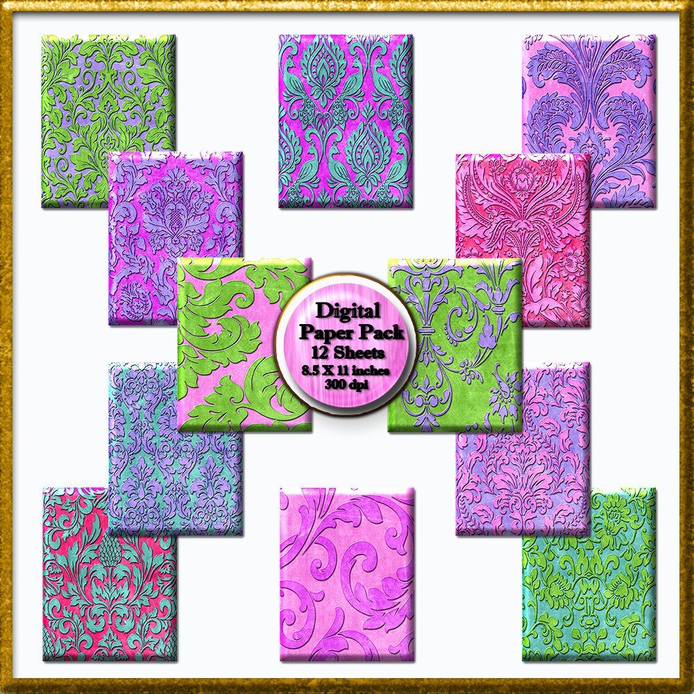 Vintage Digital Paper Bright Distressed Digital Paper Pack - Etsy