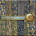 Digital Paper, Vintage Blue Gold Scrapbook Paper Pack, Embossed Floral ...