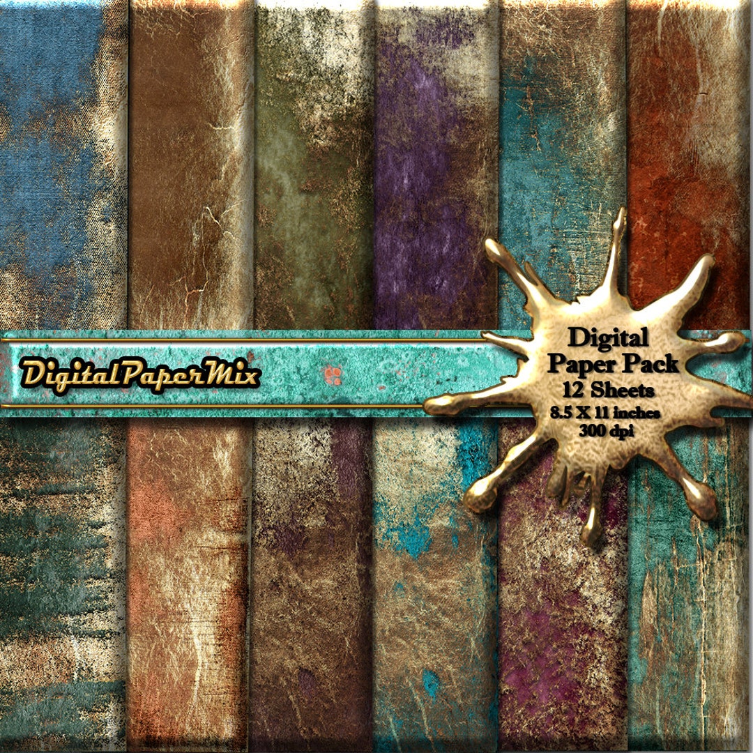 Digital Paper, Distressed Gold Digital Paper Background, Grunge, Gold ...
