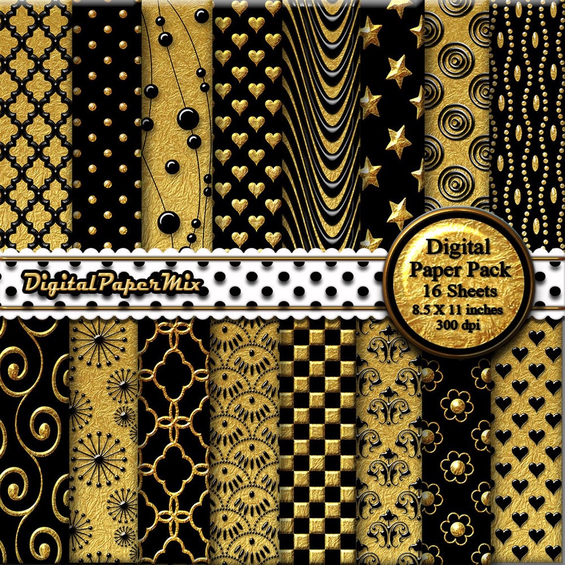 Black Gold Digital Paper Embossed Digital Paper Backgrounds - Etsy