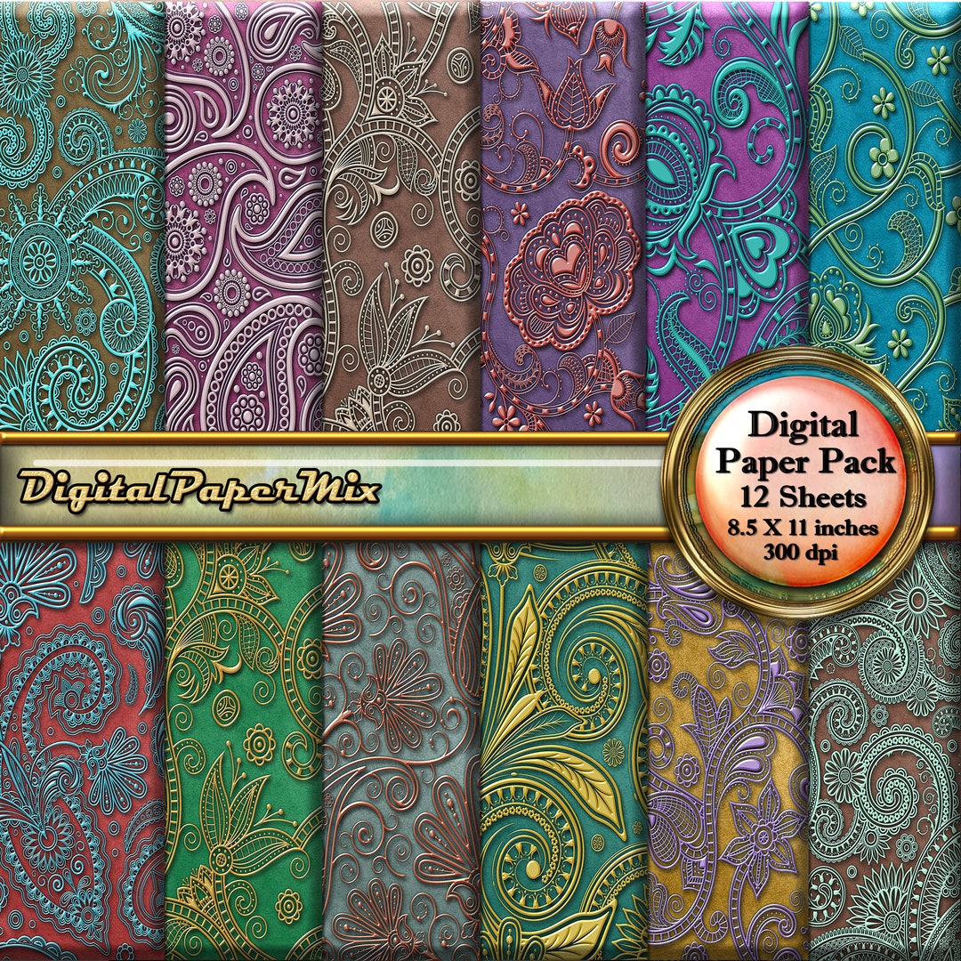 Paisley Digital Paper, Paisley Shabby Chic Digital Paper Pack, Paisley ...