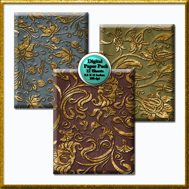 Antique Gold Digital Paper, Vintage Digital Paper Background, Vintage ...