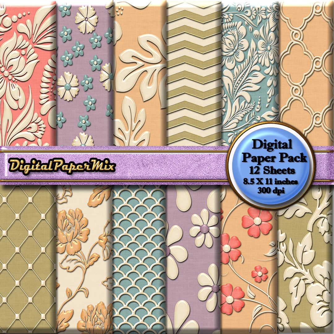 Digital Paper, Pastel Floral Digital Paper Floral, Flowers Digital ...