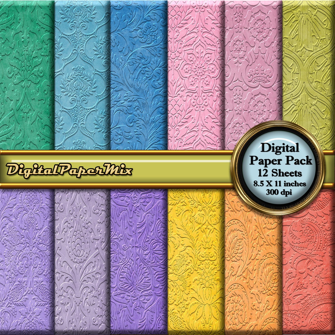 Damask Digital Paper, Flowers Digital Paper Pack, Scrapbook Paper Pack ...