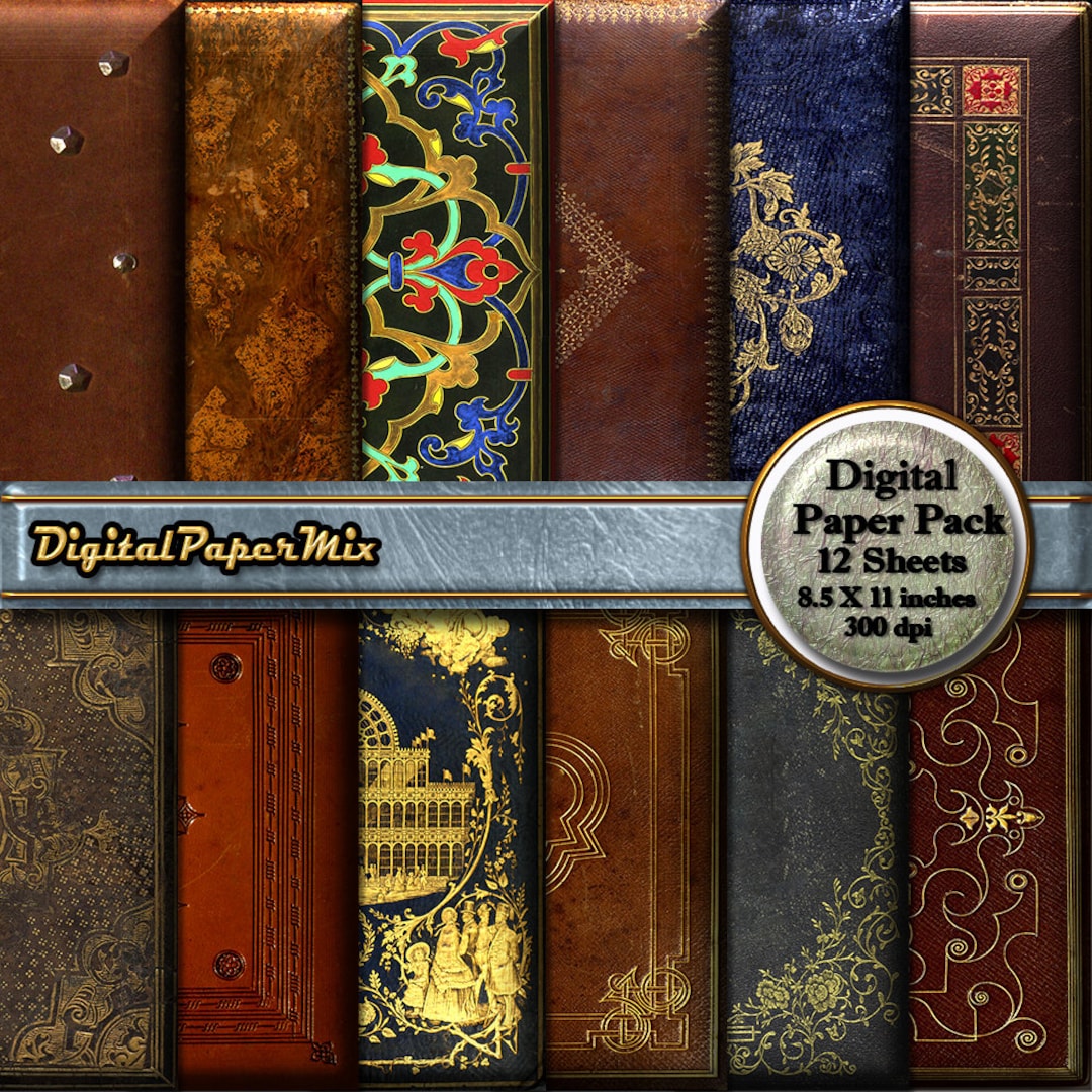 Digital Paper Antique Book Covers, Junk Journal Book Covers, Printable ...