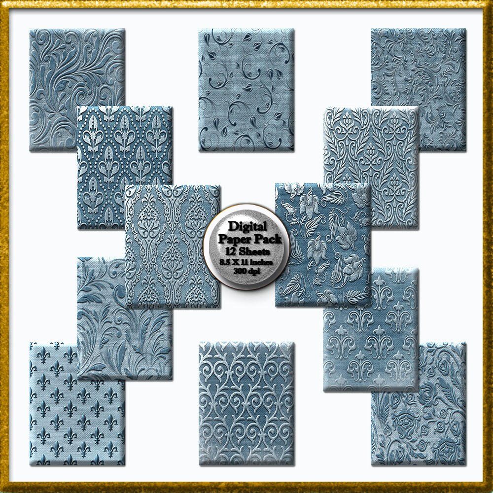 Vintage Teal Digital Paper, Teal Digital Paper Background, Vintage Teal ...