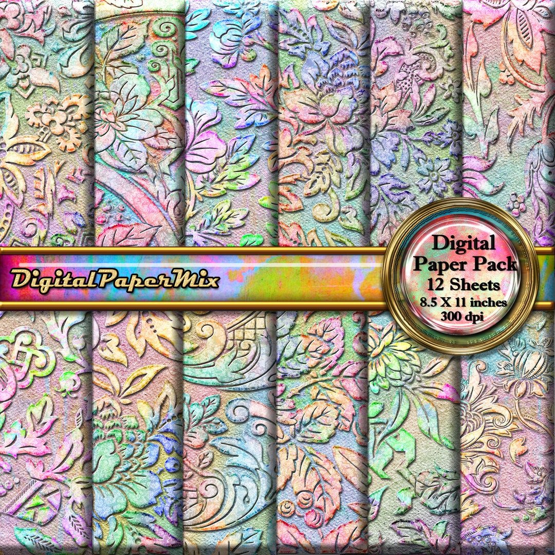 Digital Paper, Abstract Watercolor Floral Background, Pastel Watercolor ...