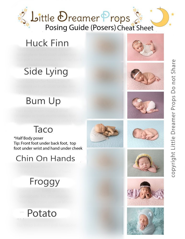 Newborn Posing Cheat Sheet poser Addition | Etsy