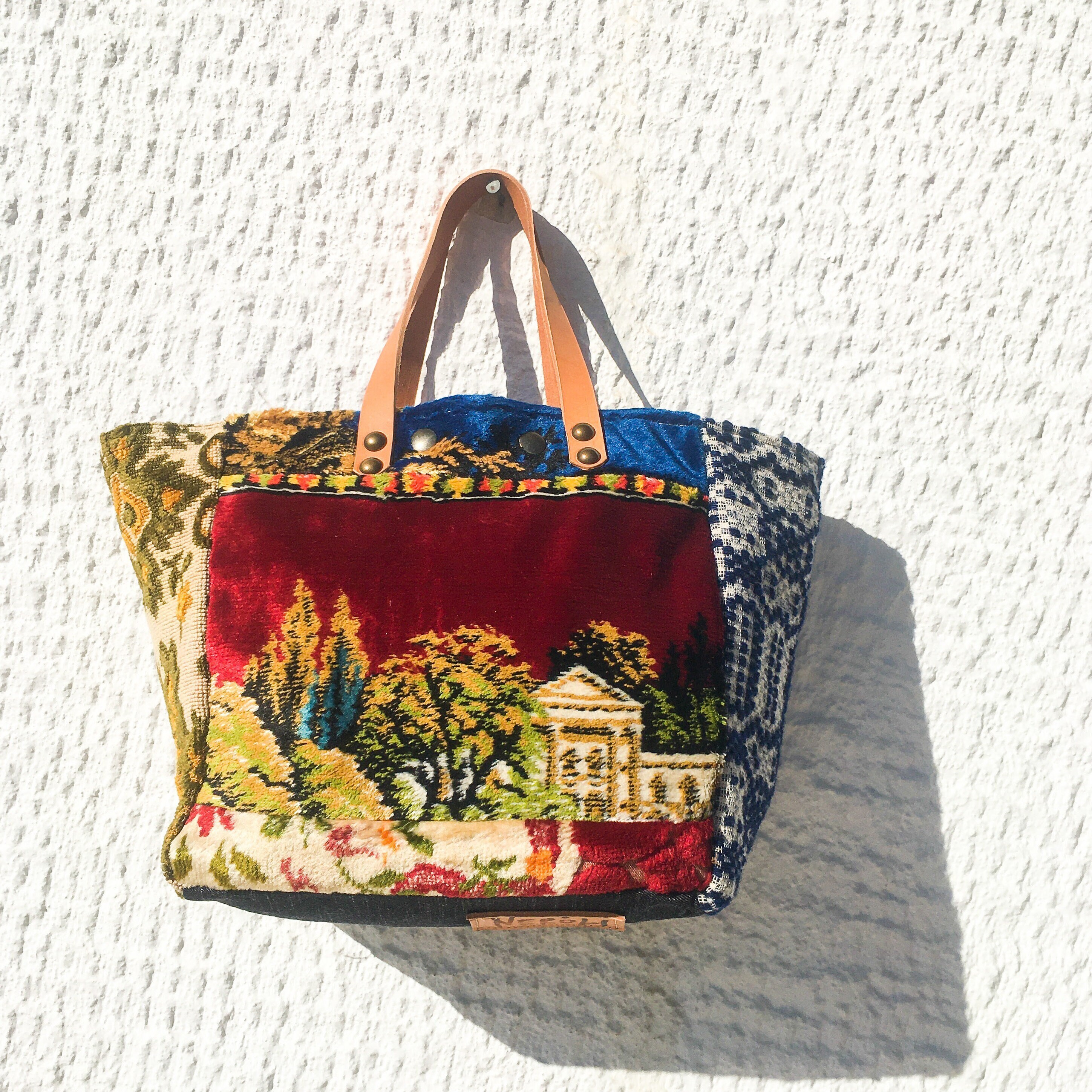Small Tapestry Tote Bag Upcycled Vintage Fabrics/tapestry, Velvet ...