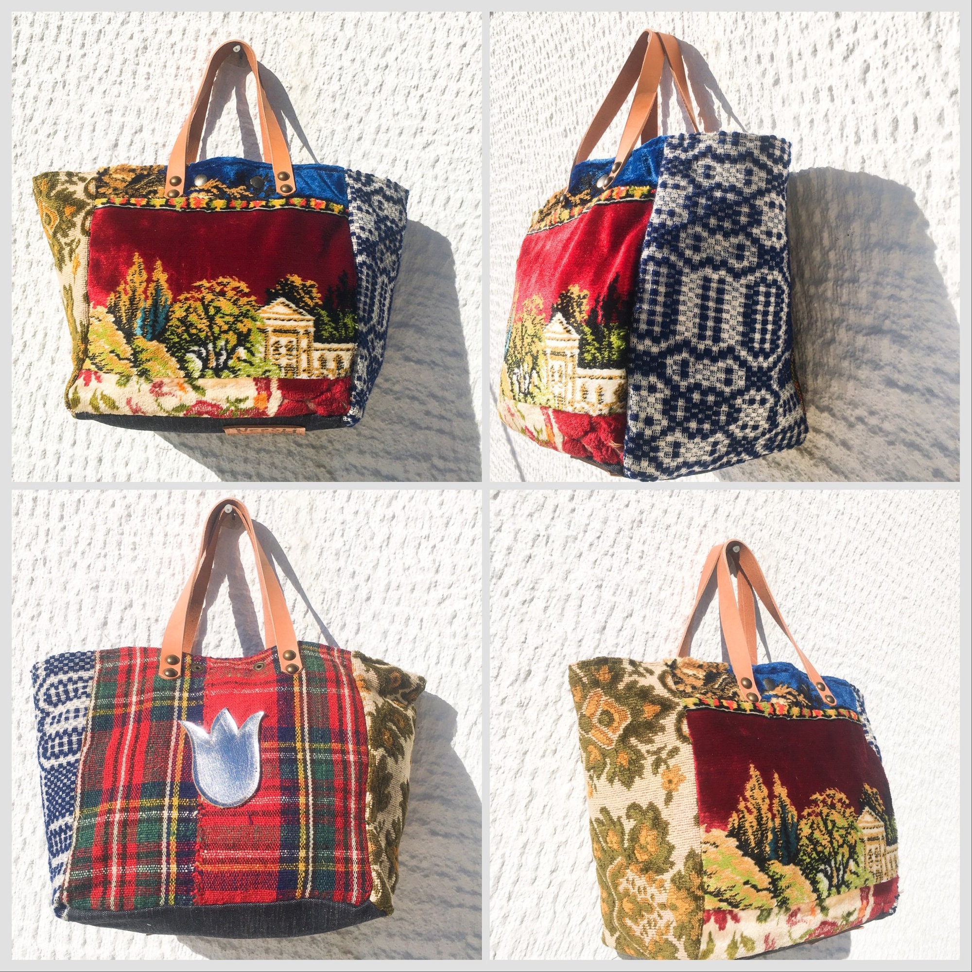 Small Tapestry Tote Bag Upcycled Vintage Fabrics/tapestry, Velvet ...