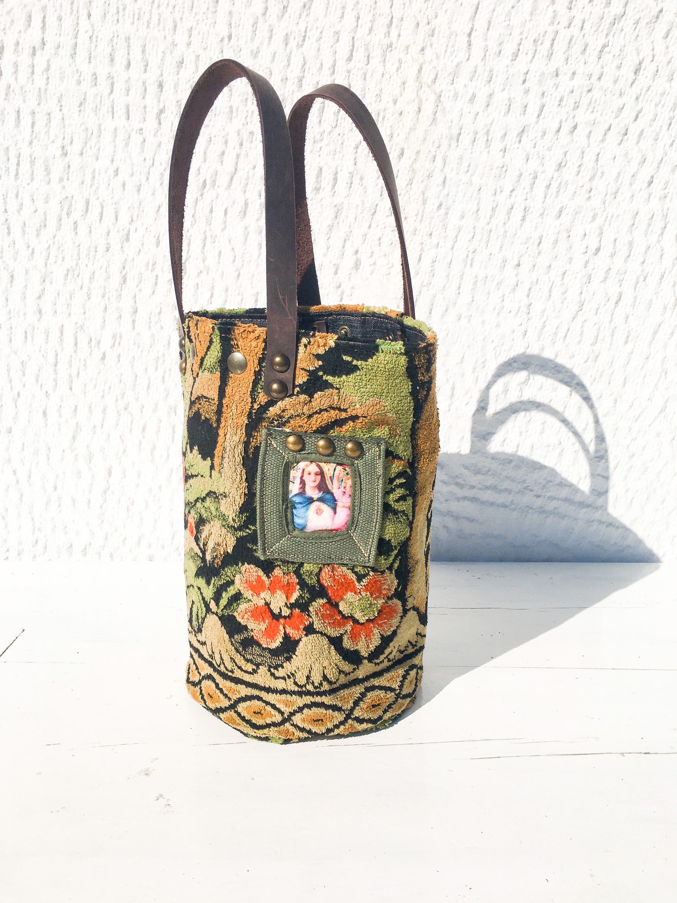 Small Bucket Style Tote Bag Upcycled Vintage Tapestry/bucket Fabric ...