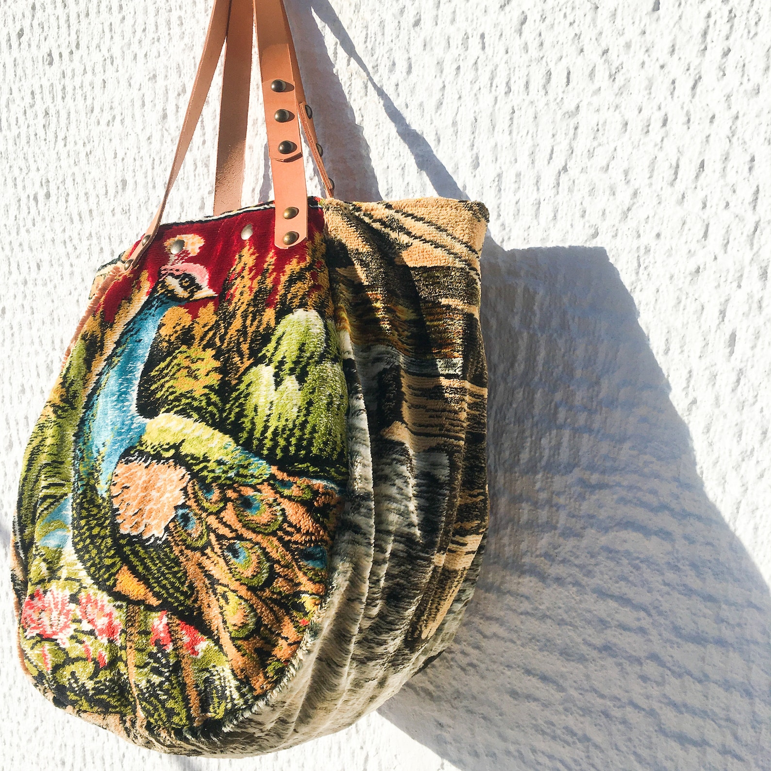 Large Tapestry Tote Bag/upcycled Vintage Tapestry Fabric Tote/nature ...
