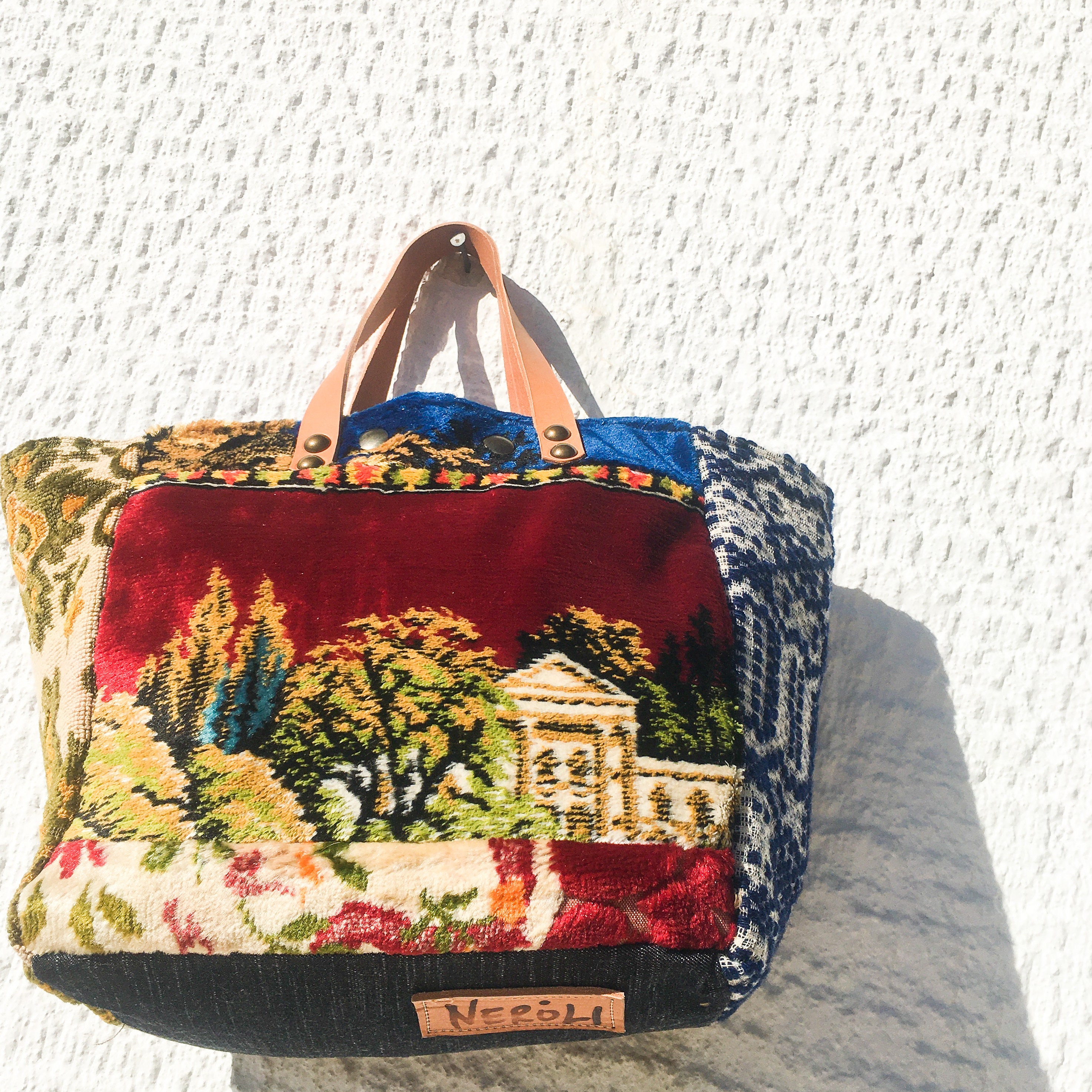 Small Tapestry Tote Bag Upcycled Vintage Fabrics/tapestry, Velvet ...