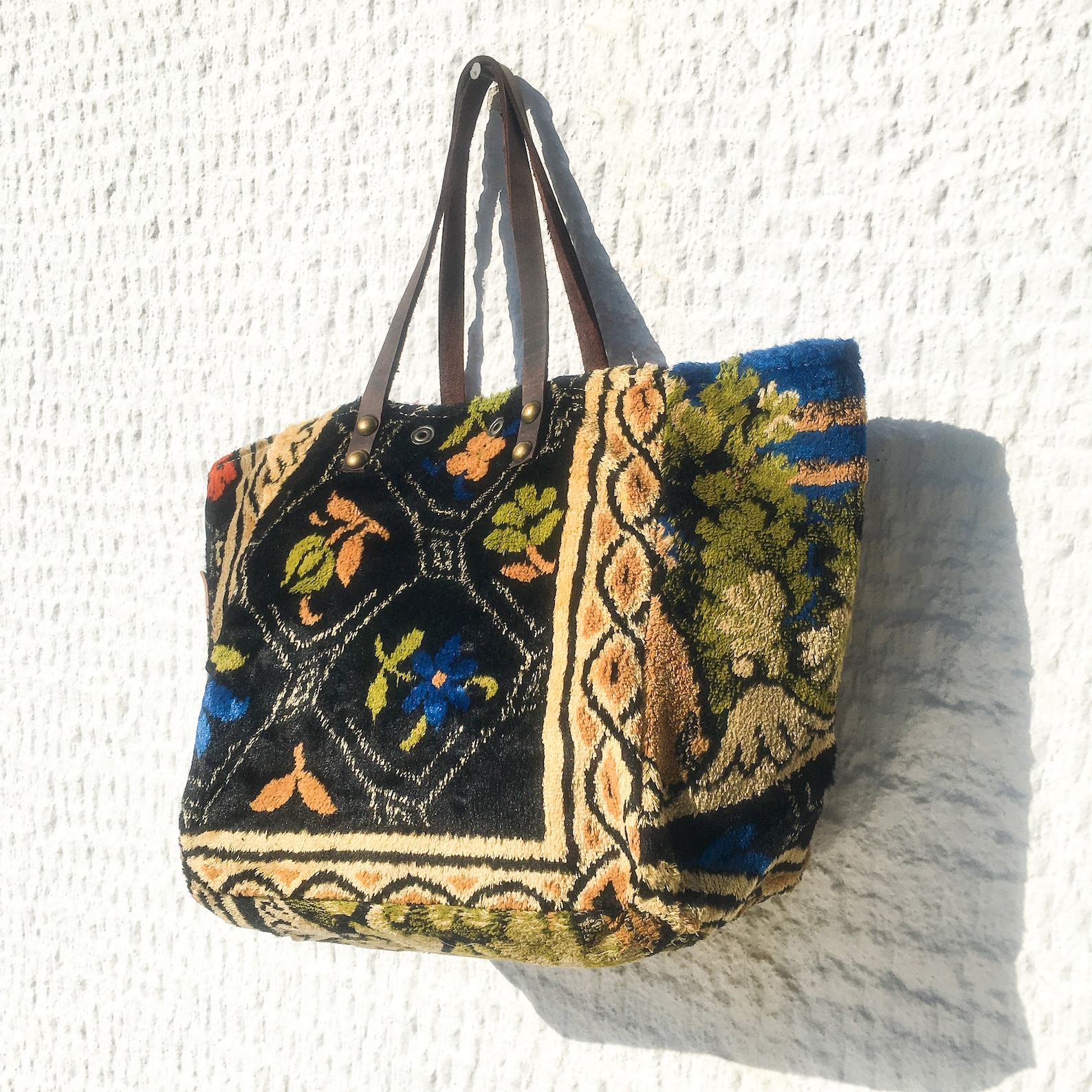 Small Tapestry Tote Bag/upcycled Vintage Tapestry Tote/floral Tapestry ...