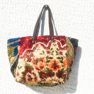 Small Tapestry Tote Bag/upcycled Vintage Tapestry Tote/floral Tapestry ...