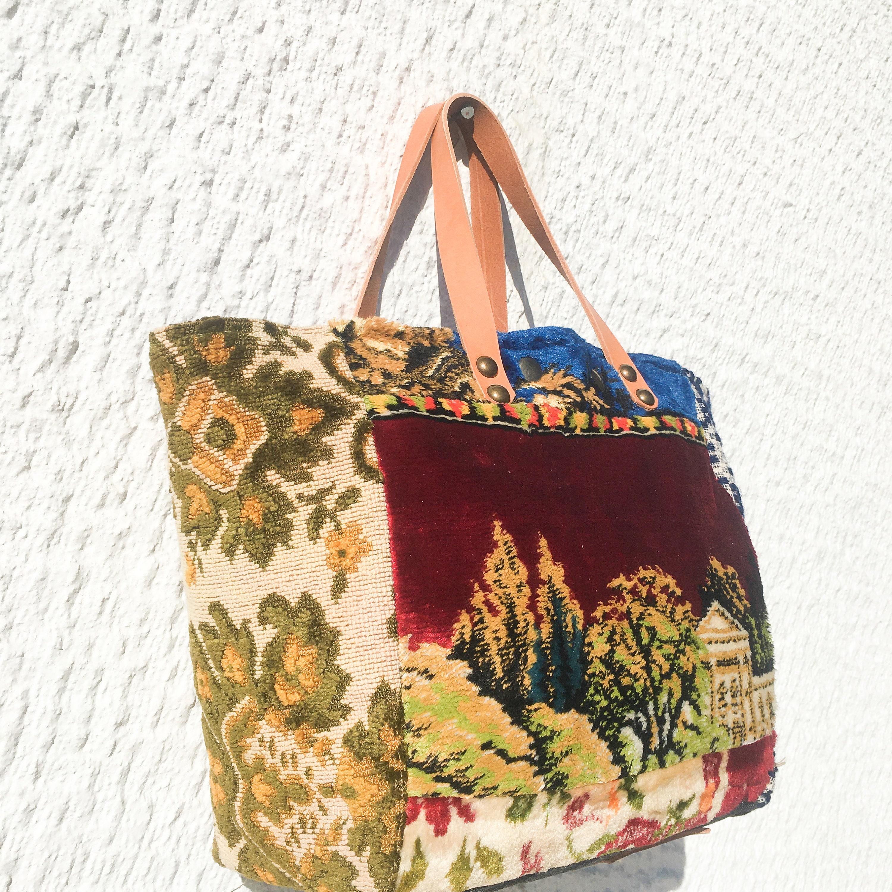 Small Tapestry Tote Bag Upcycled Vintage Fabrics/tapestry, Velvet ...