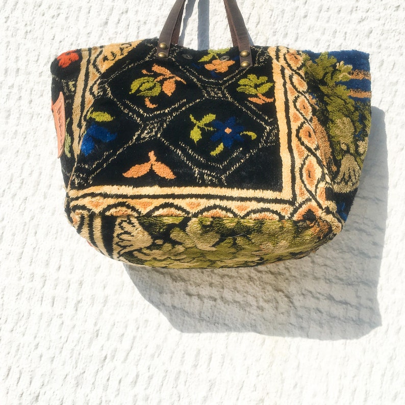 Small Tapestry Tote Bag/upcycled Vintage Tapestry Tote/floral - Etsy