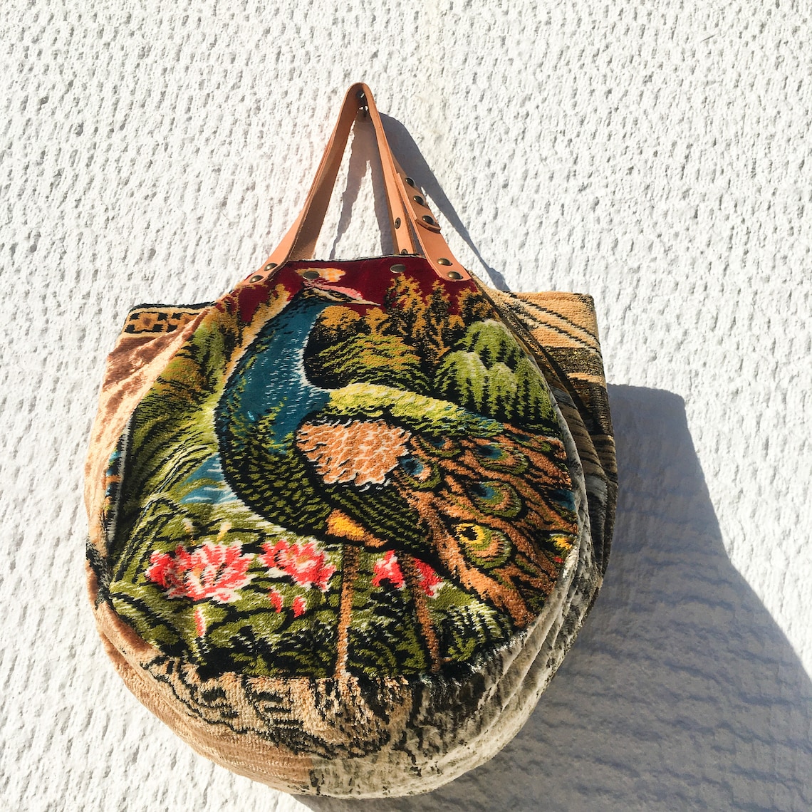 Large Tapestry Tote Bag/upcycled Vintage Tapestry Fabric Tote/nature ...