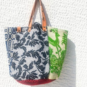 Large Bucket Style Tote Bag Upcycled Vintage Fabrics/multicolored ...