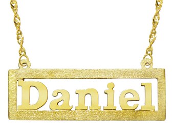 14K Authentic Yellow Gold Personalized Name Plate - Etsy