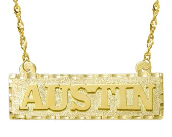 14K Authentic Yellow Gold Personalized Name Plate - Etsy