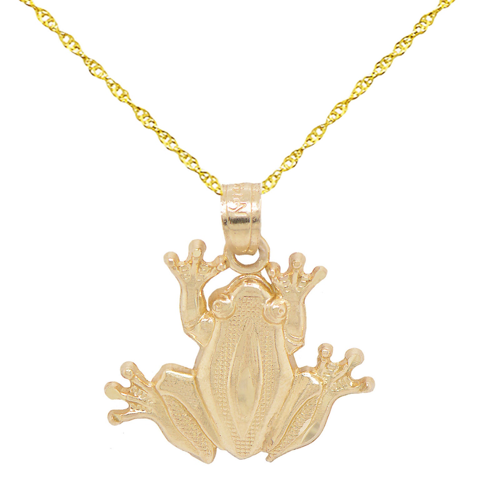 14K Yellow Gold Frog Pendant Necklace - Etsy