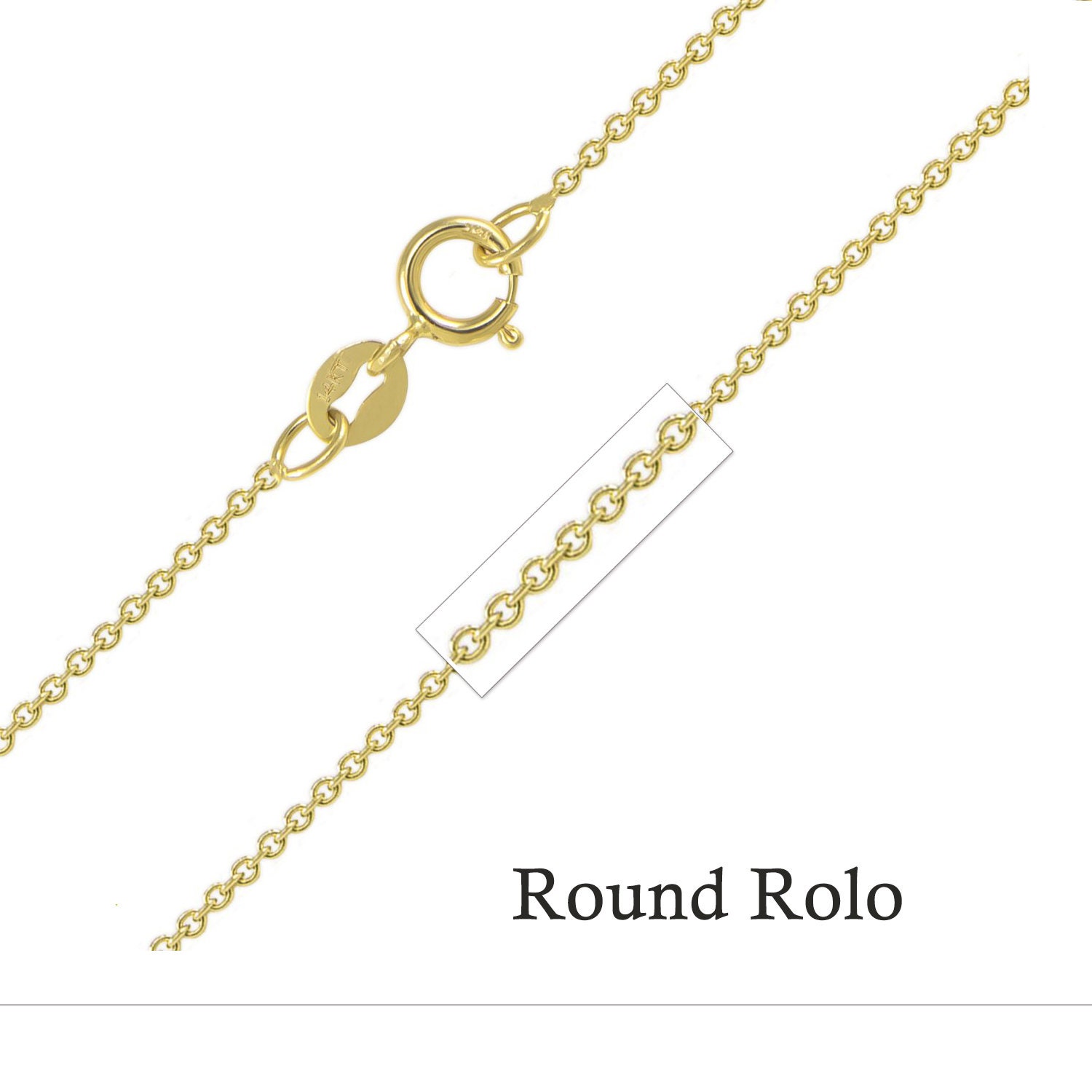 14K Gold Round Rolo Chain Necklace - Etsy Hong Kong