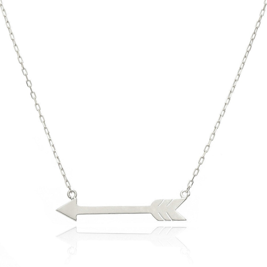 14K White Gold Fancy Arrow Necklace - Etsy