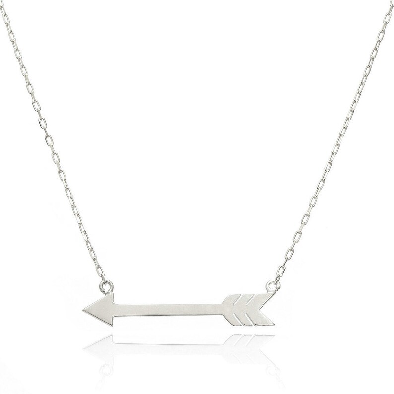 14K White Gold Fancy Arrow Necklace - Etsy