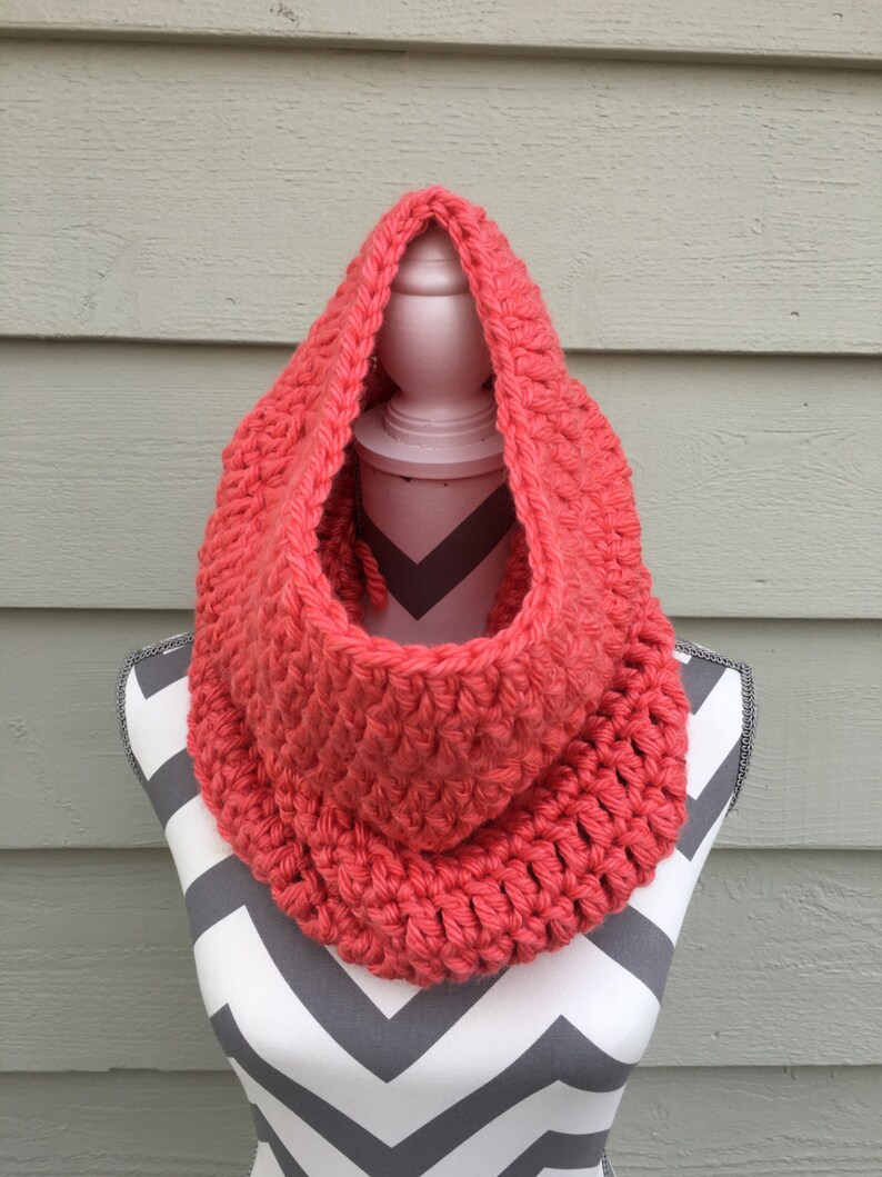 Tangerine Oversized Cowl Coral Cowl SnoodCowl with Hood | Etsy