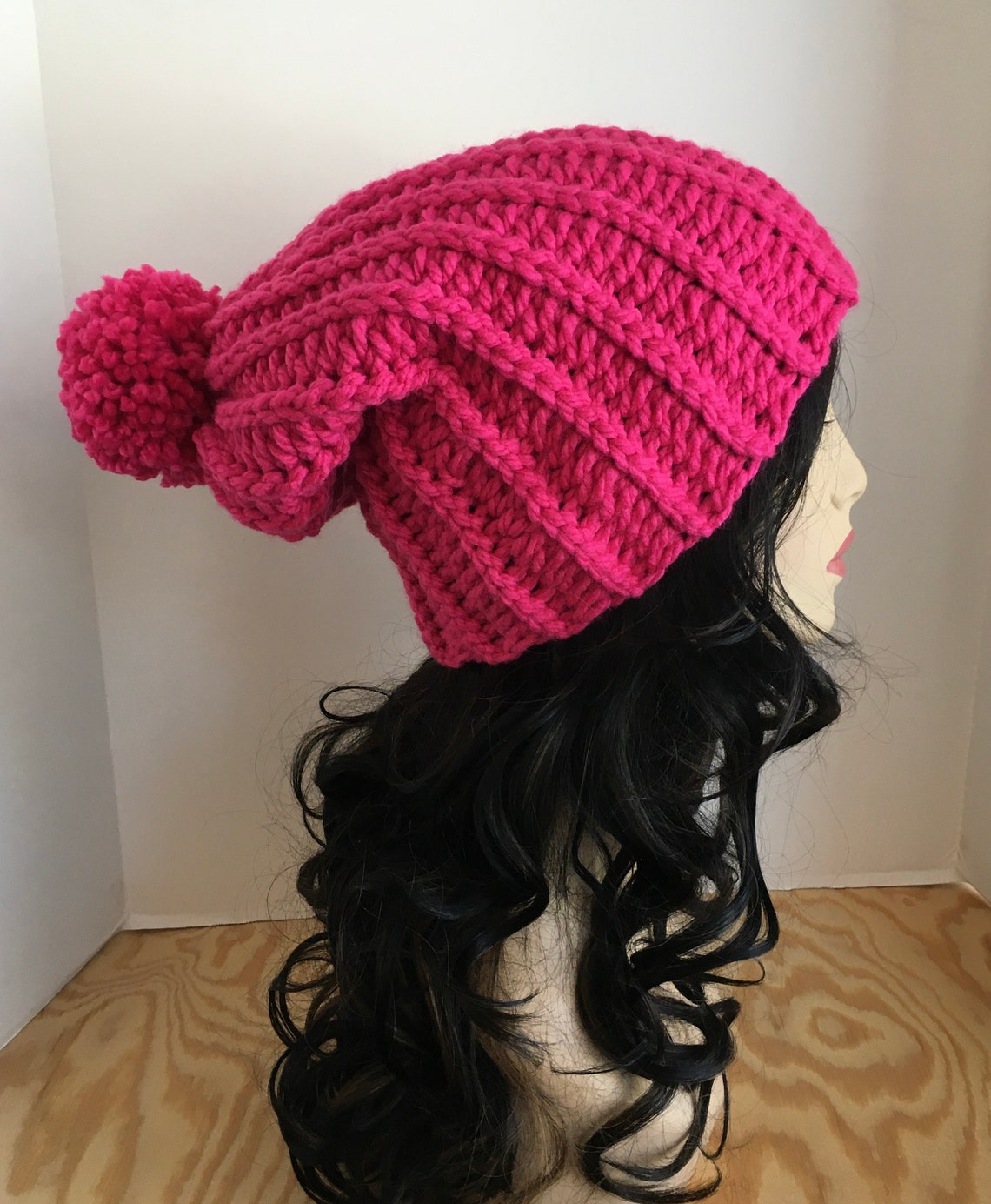 Hot Pink Winter Hat Crochet Hat Women's Crochet - Etsy