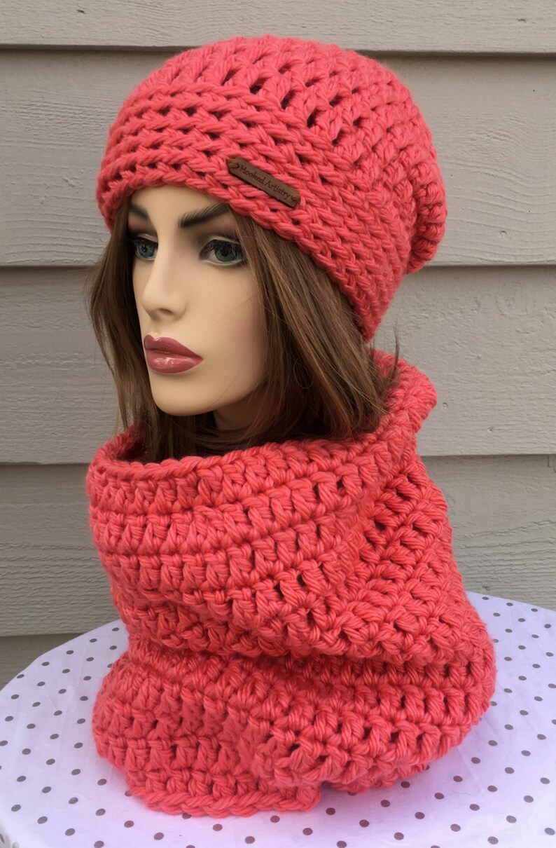 Tangerine Oversized Cowl Coral Cowl SnoodCowl with Hood | Etsy